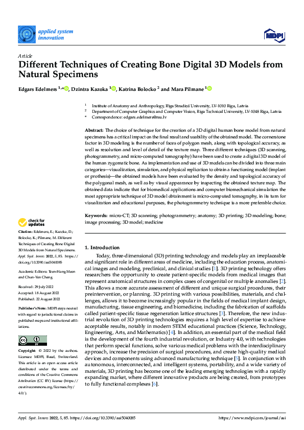 (PDF) Different Techniques of Creating Bone Digital 3D Models from ...