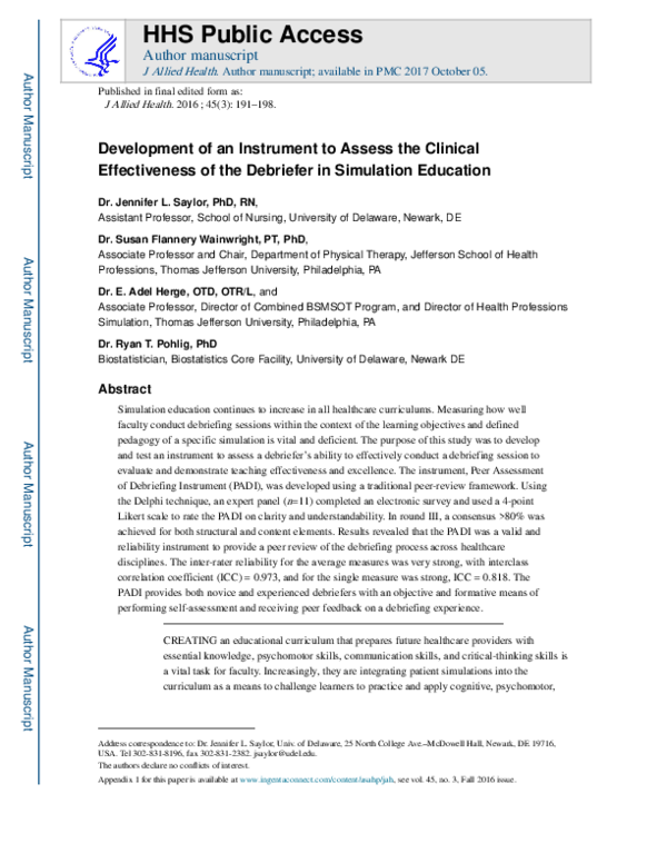 (PDF) Development of an Instrument to Assess the Clinical Effectiveness ...