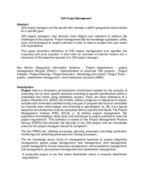 (PDF) GIS Project Management