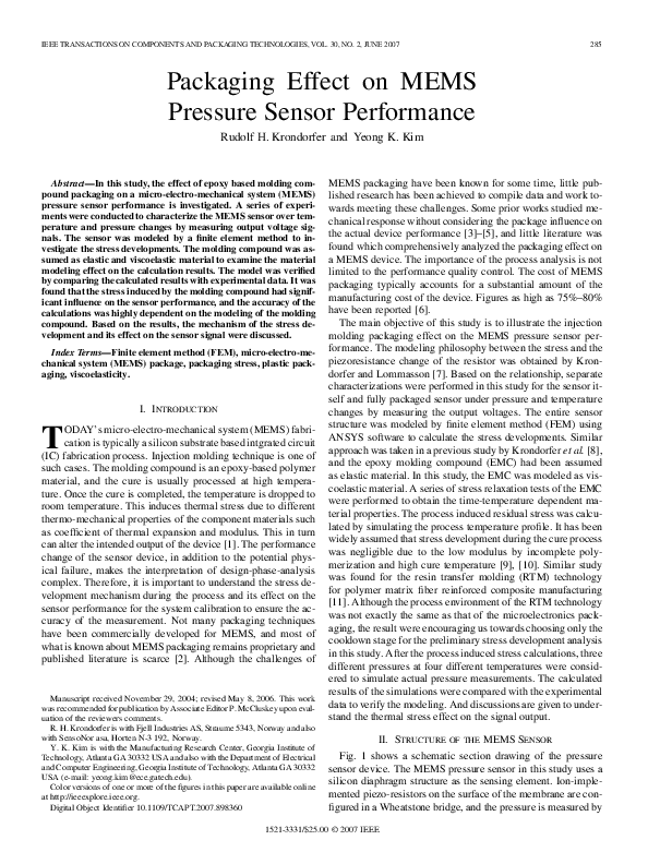 (PDF) Packaging Effect on MEMS Pressure Sensor Performance