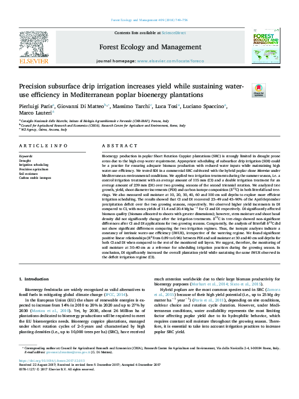 (PDF) Precision subsurface drip irrigation increases yield while ...