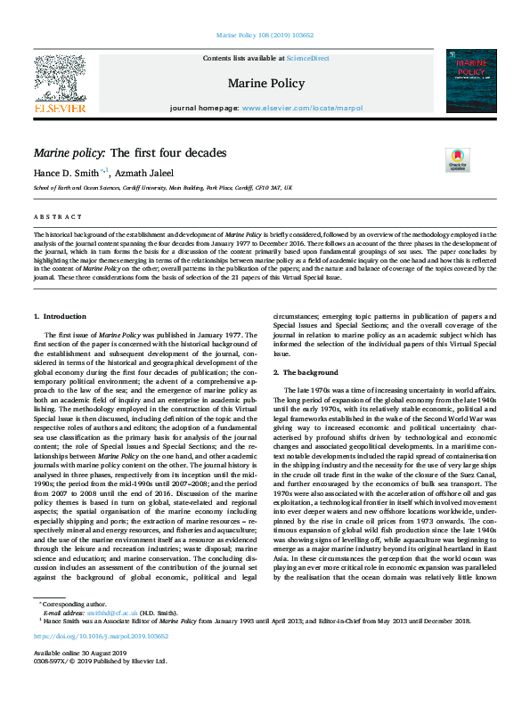(PDF) Marine policy: The first four decades