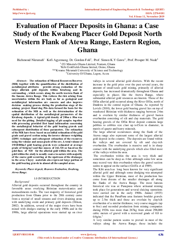 (PDF) Evaluation of Placer Deposit Within Ghana a Case Study of the ...