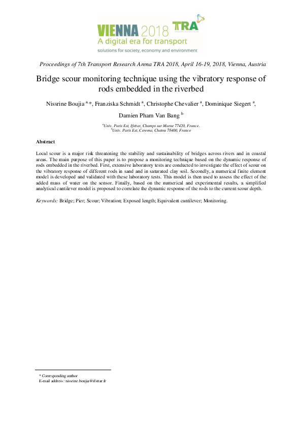 (PDF) Bridge scour monitoring technique using the vibratory response of ...