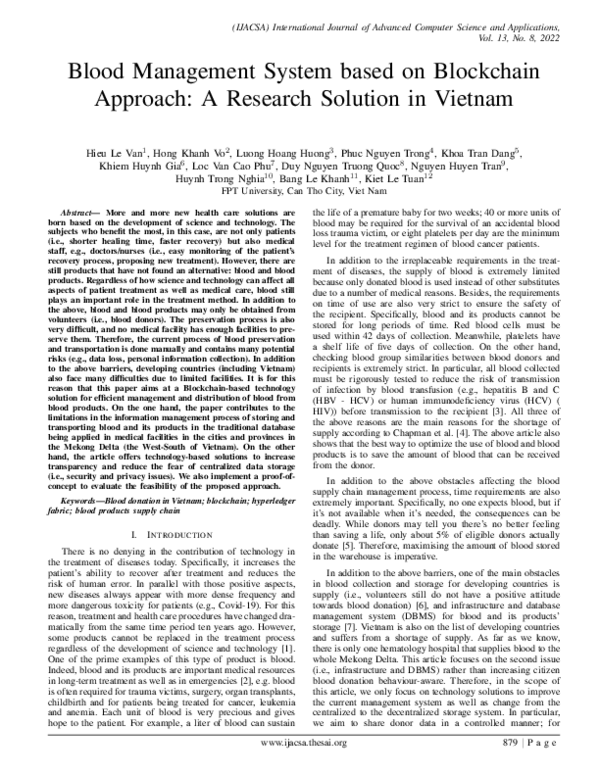 (PDF) Blood Management System based on Blockchain Approach: A Research ...