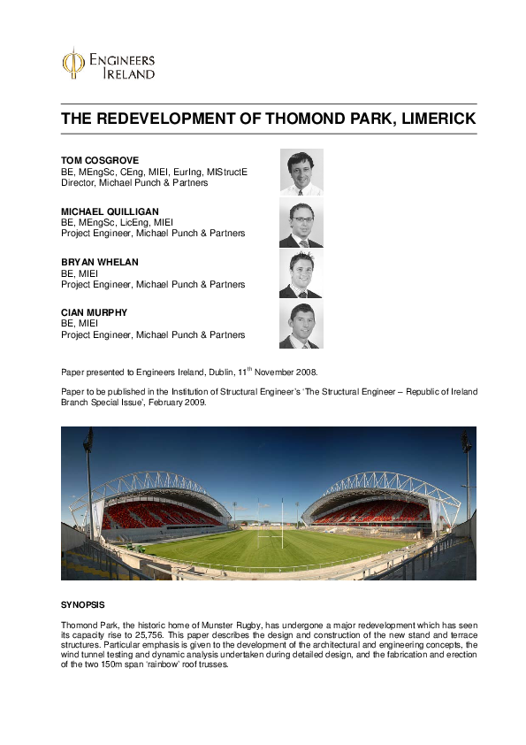 (PDF) The Redevelopment of Thomond Park, Limerick