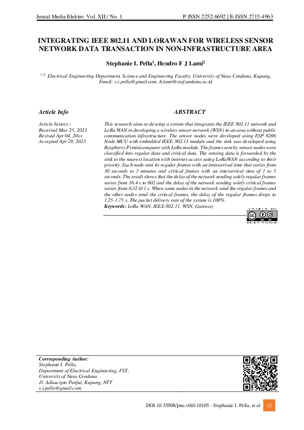 (PDF) Integrating Ieee 802.11 and Lorawan for Wireless Sensor Network Data Transaction in Non ...