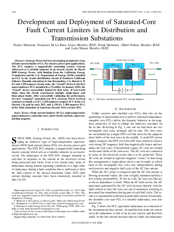(PDF) Development and Deployment of Saturated-Core Fault Current ...