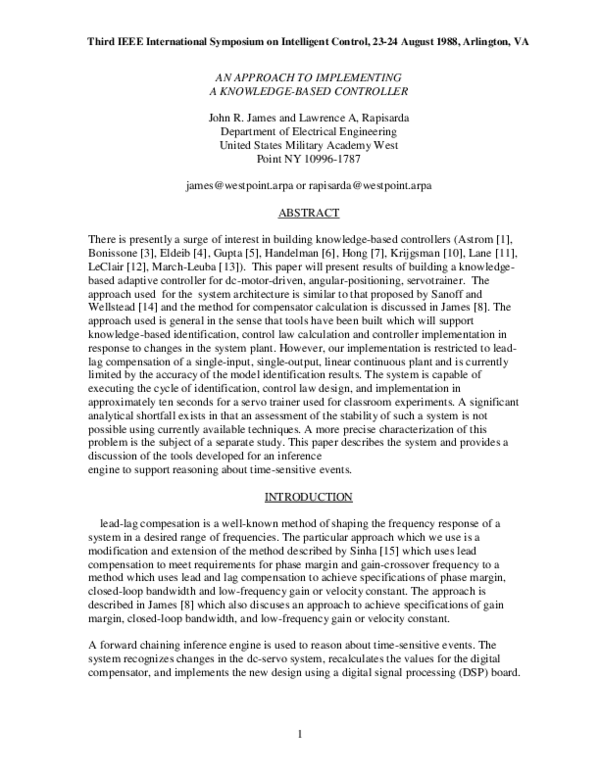(PDF) An approach to implementing a knowledge-based controller