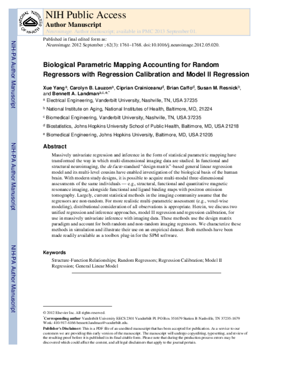 (PDF) Improved Neuroimaging with Model II Regression