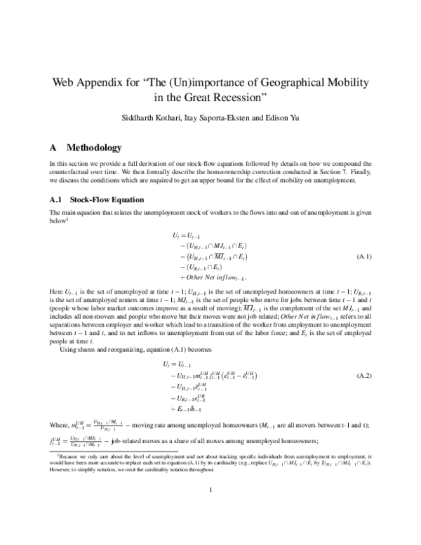(PDF) Online Appendix to "The (Un)importance of Geographical Mobility ...