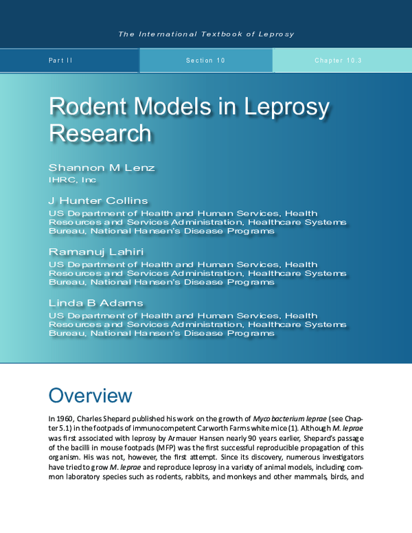 (PDF) Rodent Models in Leprosy Research | Hunter Collins - Academia.edu