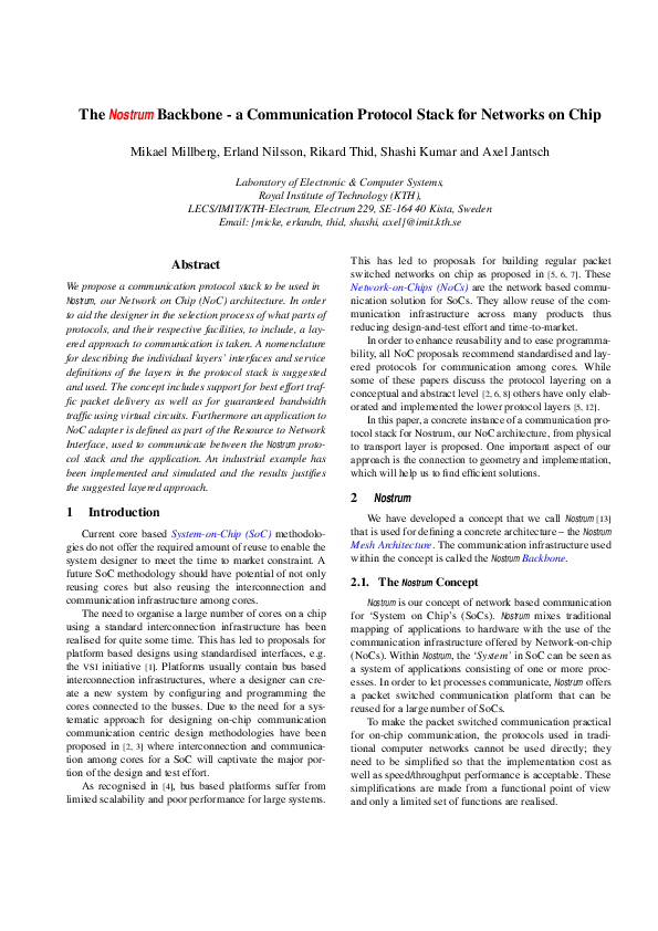 (PDF) The Nostrum backbone-a communication protocol stack for Networks ...