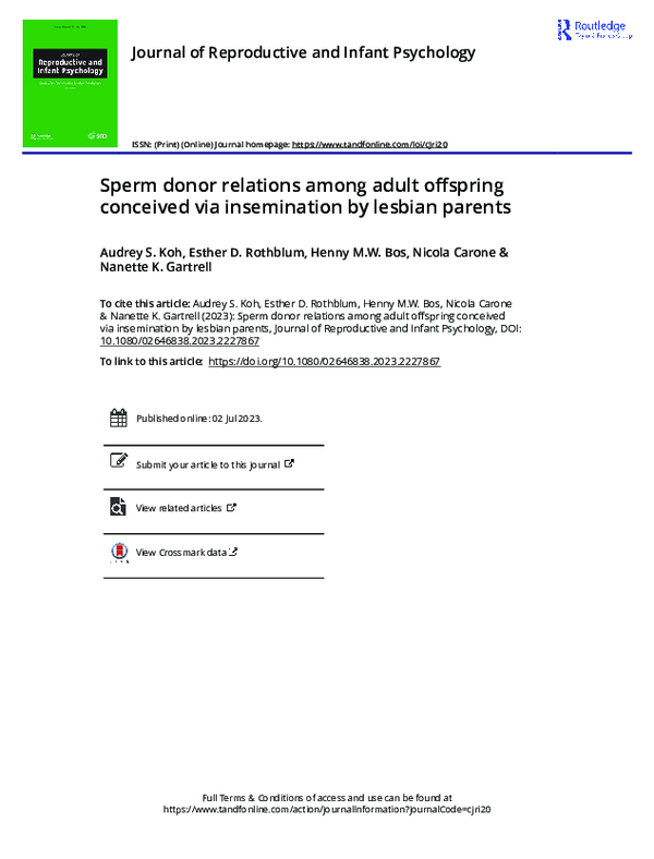 (PDF) Sperm donor relations among adult offspring conceived via ...
