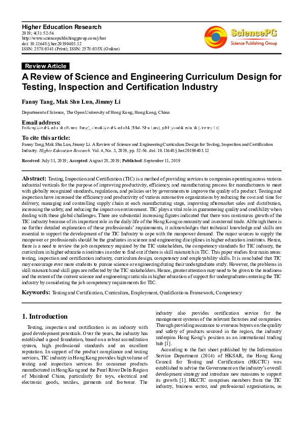 (PDF) A Review of Science and Engineering Curriculum Design for Testing ...