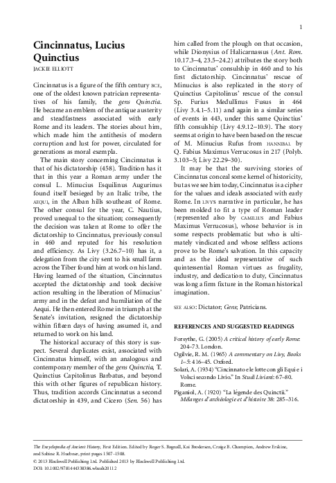 (PDF) Cincinnatus, Lucius Quinctius