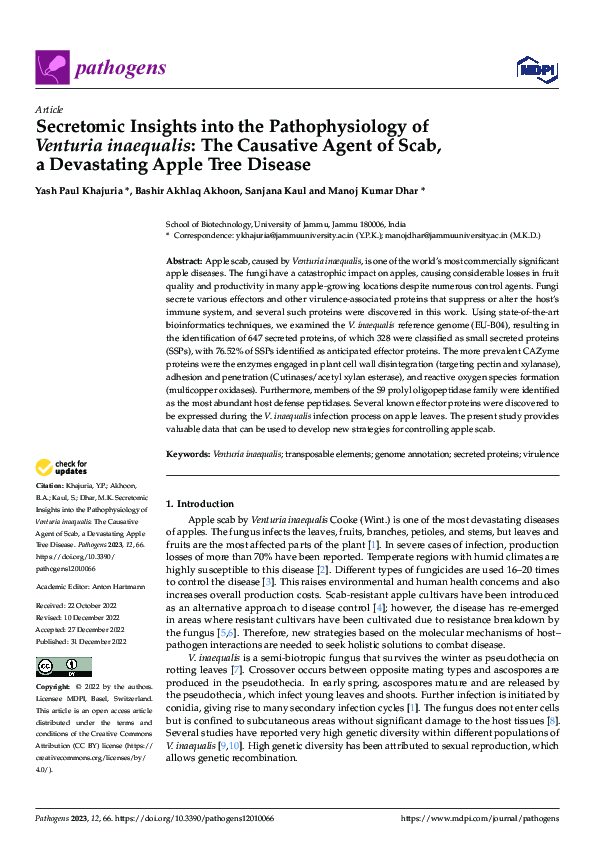 (PDF) Secretomic Insights into the Pathophysiology of Venturia ...