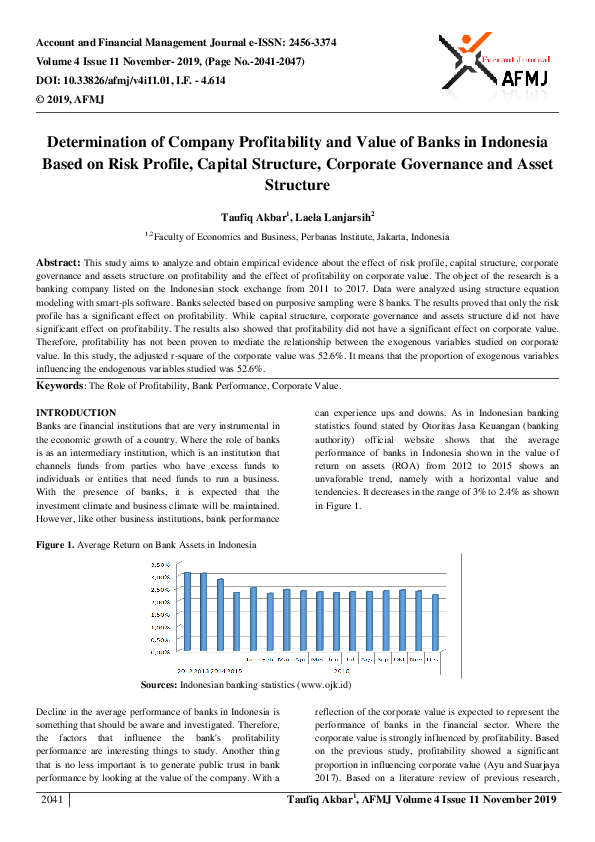 (PDF) Determination of Company Profitability and Value of Banks in Indonesia Based on Risk ...