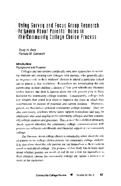 (PDF) Parenrs ' Roles in rhe mComunil College Choice Process