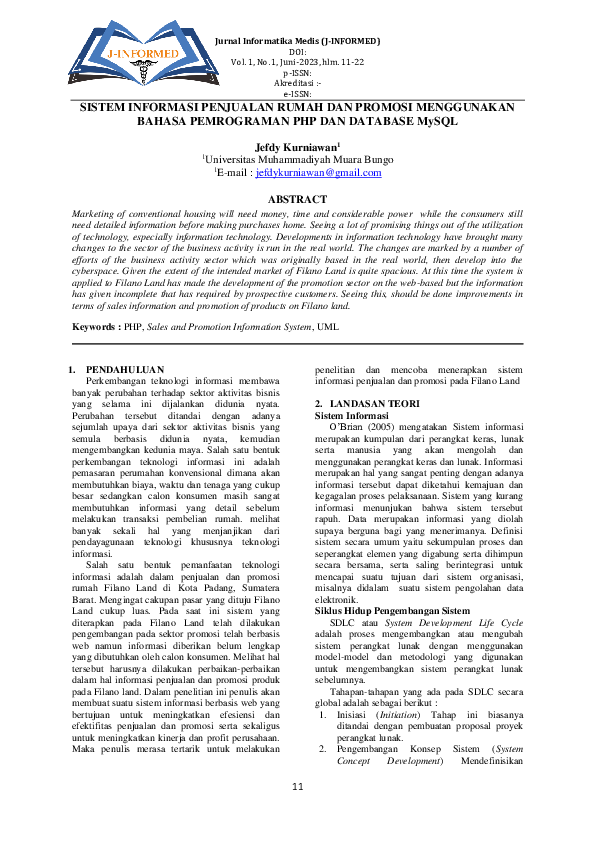 (PDF) SISTEM INFORMASI PENJUALAN RUMAH DAN PROMOSI MENGGUNAKAN BAHASA ...