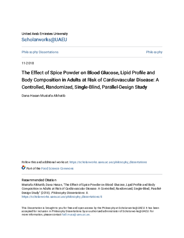 (PDF) The Effect of Spice Powder on Blood Glucose, Lipid Profile and ...