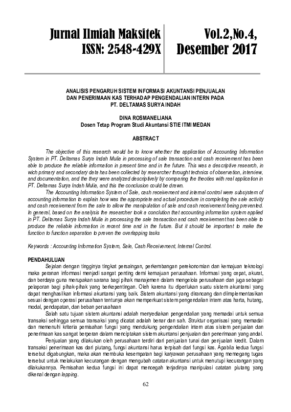 (PDF) Analisis Pengaruh Sistem Informasi Akuntansi Penjualan Dan ...