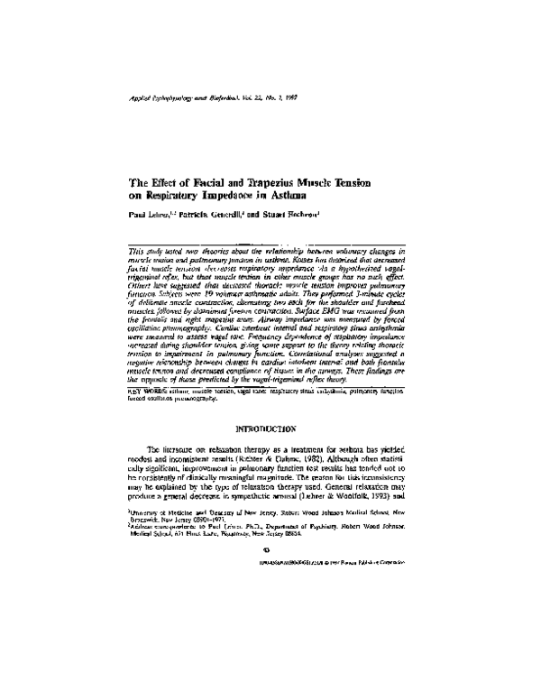 (PDF) The Effect of Facial and Trapezius Muscle Tension on Respiratory ...