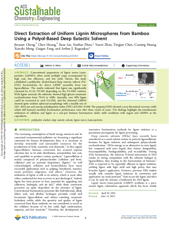 (PDF) Direct Extraction of Uniform Lignin Microspheres from Bamboo ...