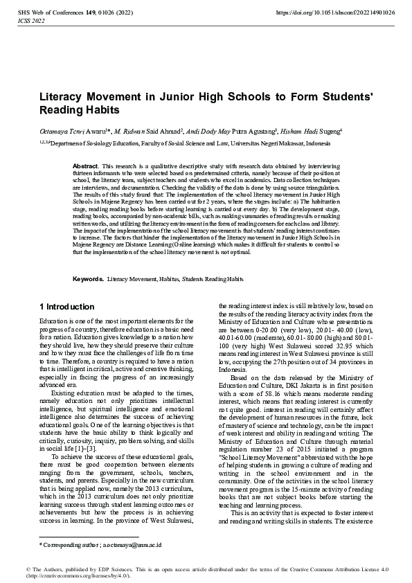 (PDF) Literacy Movement in Junior High Schools to Form Students ...