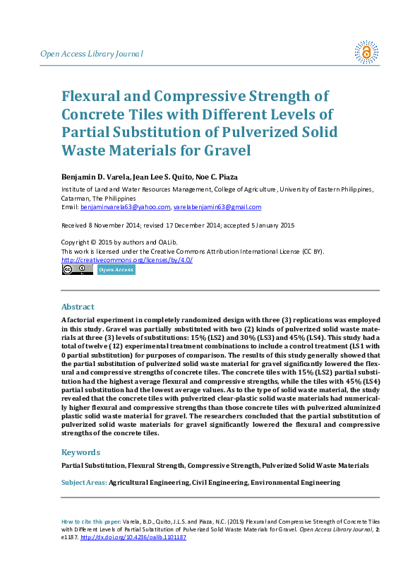 (PDF) Flexural and Compressive Strength of Concrete Tiles with ...