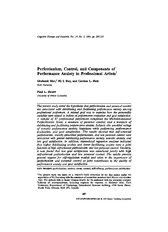 (PDF) Perfectionism, control, and components of performance anxiety in ...