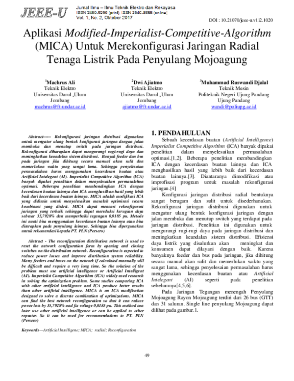 (PDF) Aplikasi Modified-Imperialist-Competitive-Algorithm (MICA) Untuk Merekonfigurasi Jaringan ...