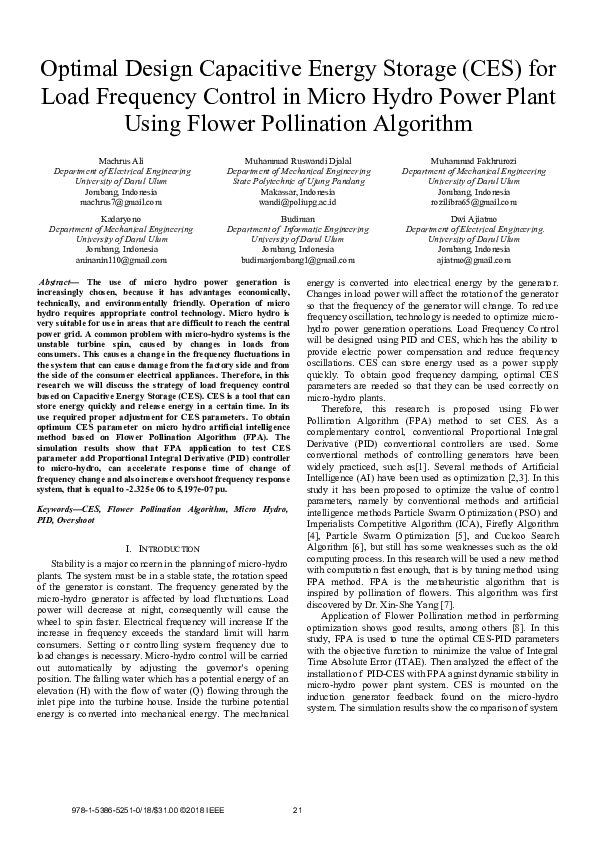 (PDF) Optimal Design Capacitive Energy Storage (CES) for Load Frequency Control in Micro Hydro ...