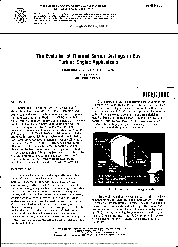(PDF) The Evolution of Thermal Barrier Coatings in Gas Turbine Engine Applications
