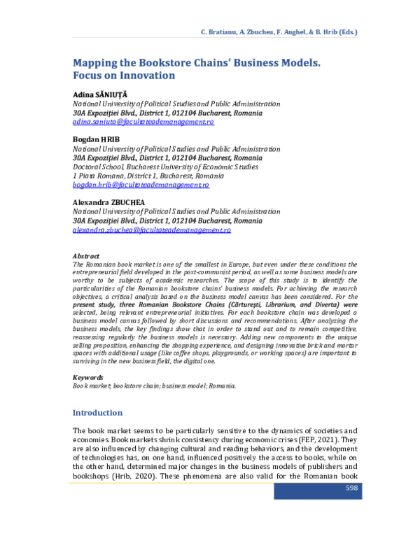 (PDF) Mapping the bookstore chains' business models. Focus on innovation