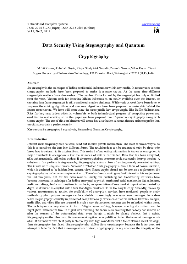 (PDF) Data Security Using Stegnography and Quantum Cryptography