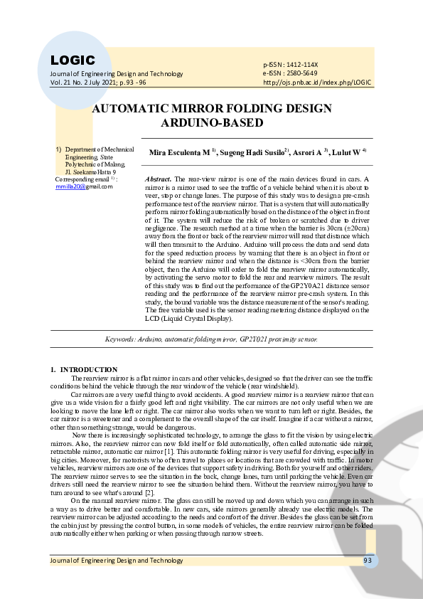 (PDF) Automatic Mirror Folding Design Arduino-Based