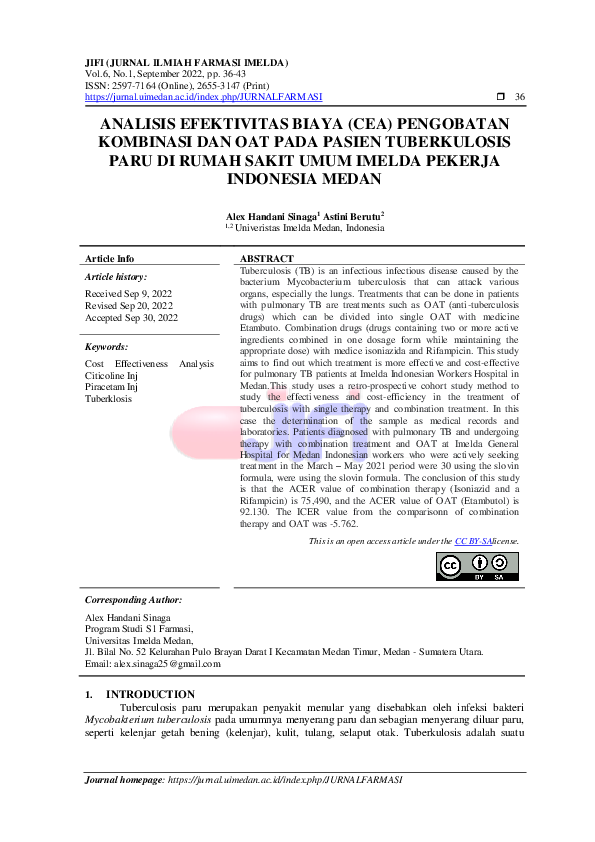 (PDF) Analisis Efektivitas Biaya (Cea) Pengobatan Kombinasi Dan Oat ...