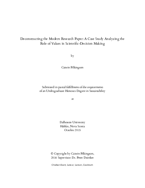 (PDF) Deconstructing the Modern Research Paper: A Case Study Analyzing the Role of Values in ...
