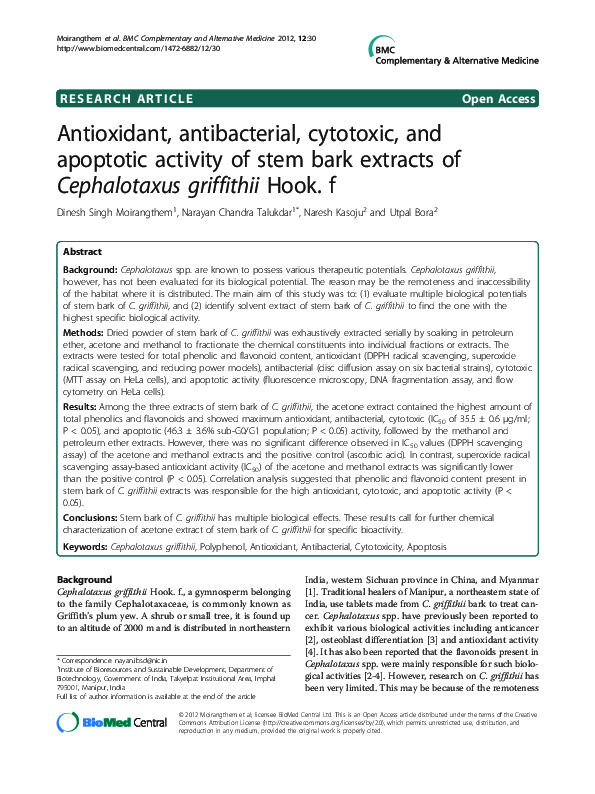(PDF) Antioxidant, antibacterial, cytotoxic, and apoptotic activity of stem bark extracts of ...