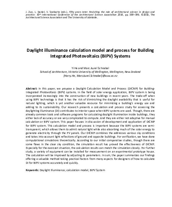(PDF) Daylight illuminance calculation model and process for Building ...