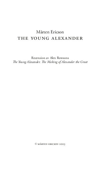 (PDF) The Young Alexander