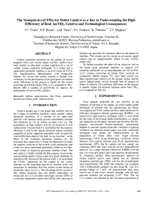 (PDF) The Nanophysics of TiO2/Au Model Catalyst as a Key to Understanding the High Efficiency of ...