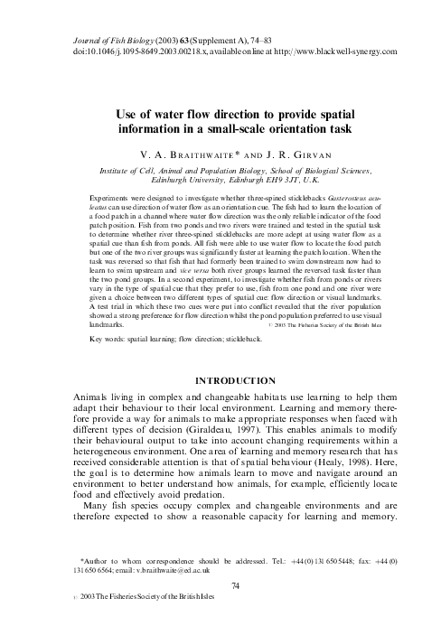 (PDF) Use of water flow direction to provide spatial information in a ...