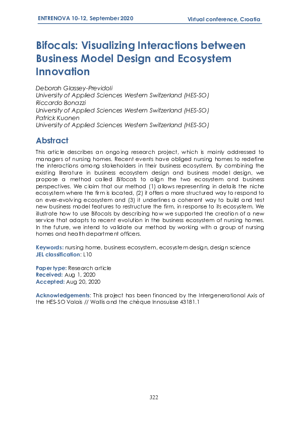 (PDF) Bifocals: Visualizing Interactions between Business Model Design and Ecosystem Innovation ...