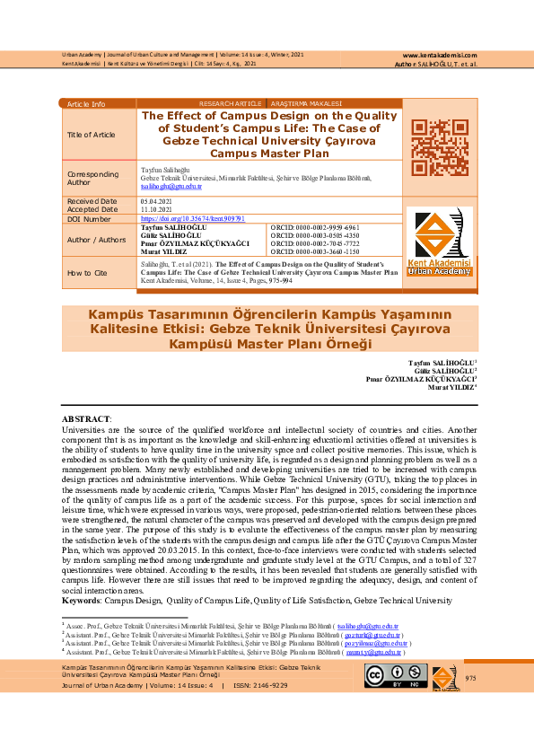 (PDF) The Effect of Campus Design on the Quality of Student’s Campus Life: Case of Gebze ...