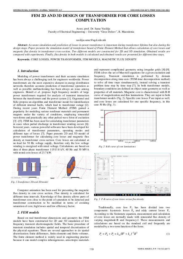 (PDF) Fem 2D and 3D Design of Transformer for Core Losses Computation
