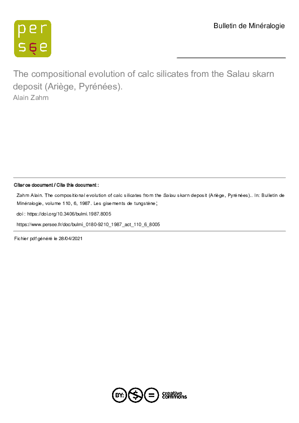 (PDF) The compositional evolution of calc silicates from the Salau ...