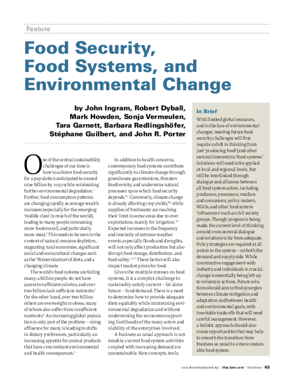 (PDF) Food security, food systems, and environmental change