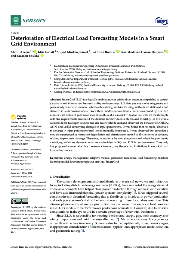Pdf Deterioration Of Electrical Load Forecasting Models In A Smart